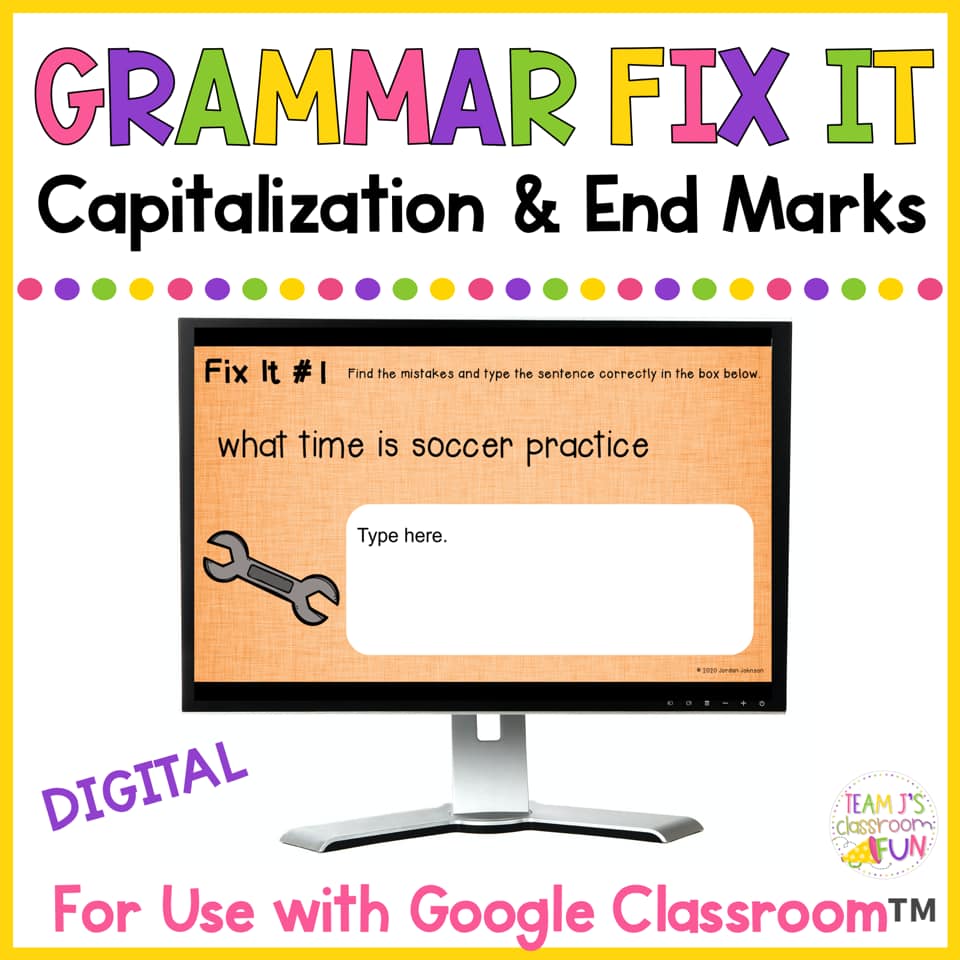 NOW IN DIGITAL 💻 > Grammar Fix It... - Team J's Classroom Fun