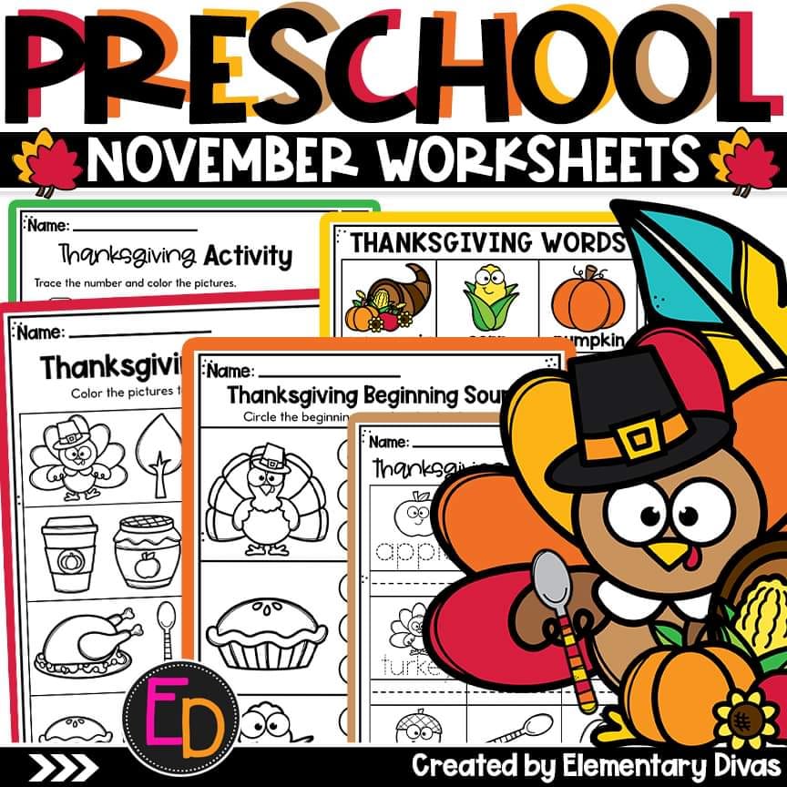 🦃🍁This November Preschool No-Prep... - Elementary Divas