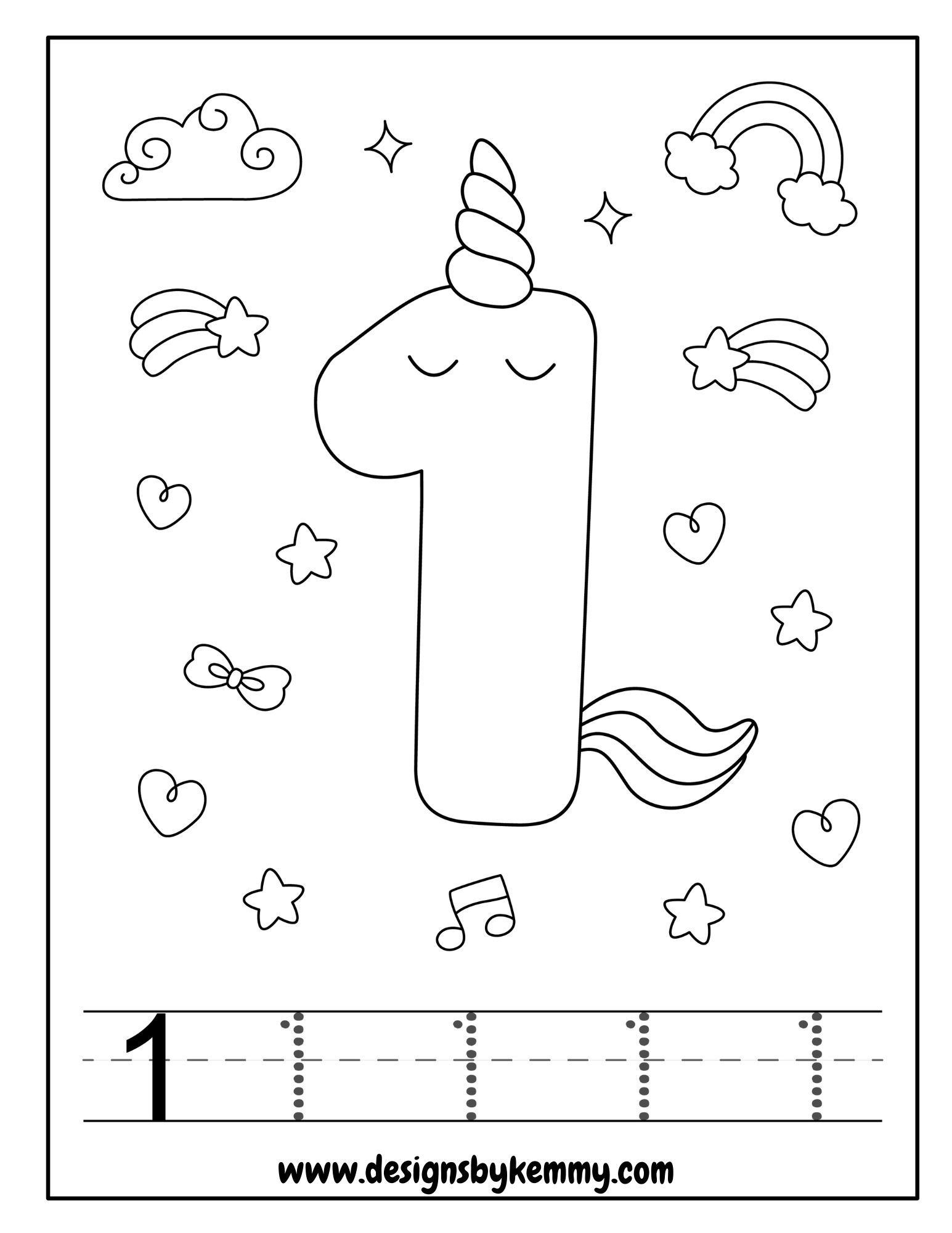 Unicorn Number 1-10... - Worksheets For Kindergarten PDF