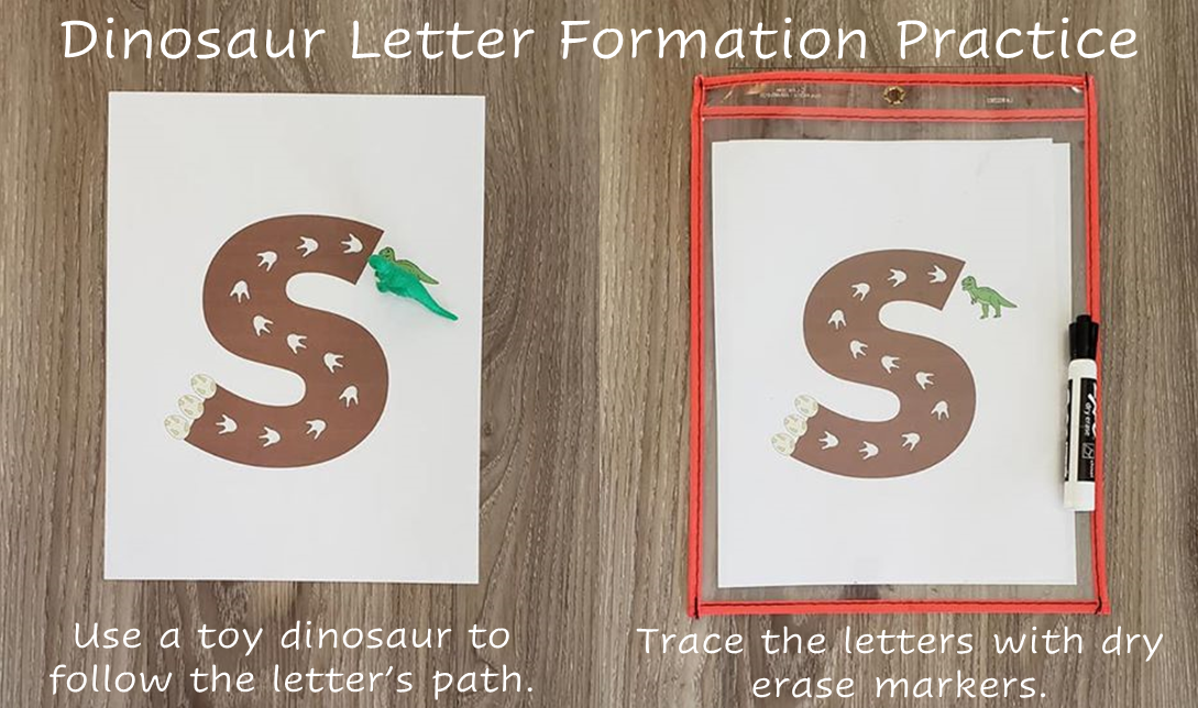 A free printable book of dinosaur-themed pre-writing activities ...
