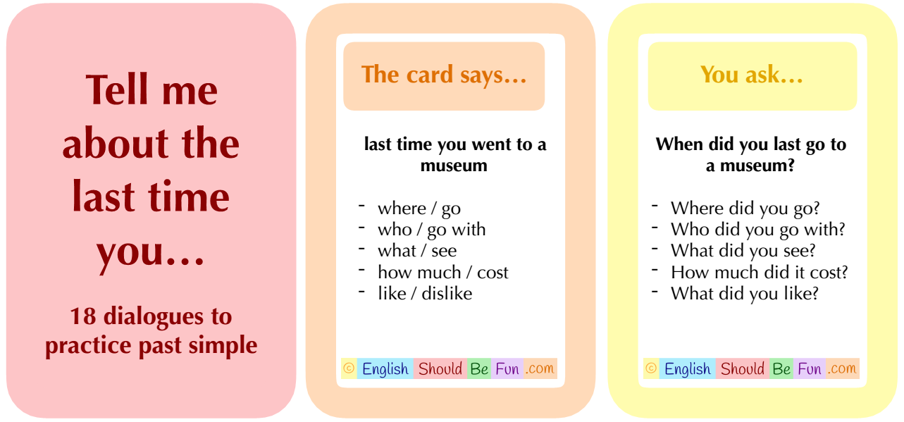 Speaking cards👥 Past Simple "Tell me... - English Games Store | Facebook