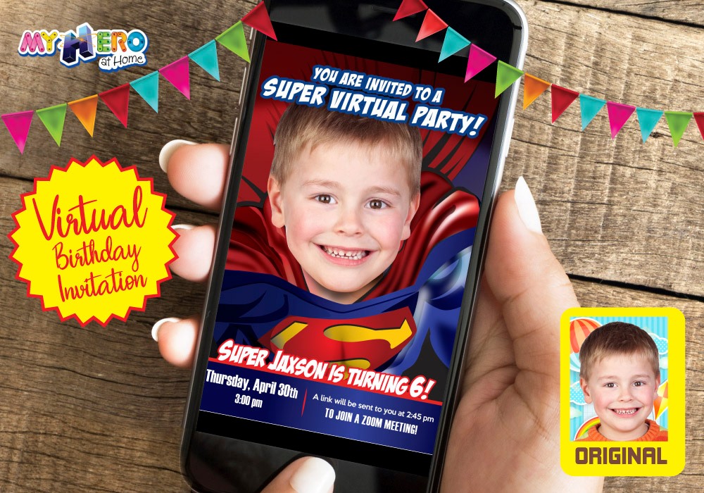My Hero At Home - Superman Virtual Birthday Invitation....