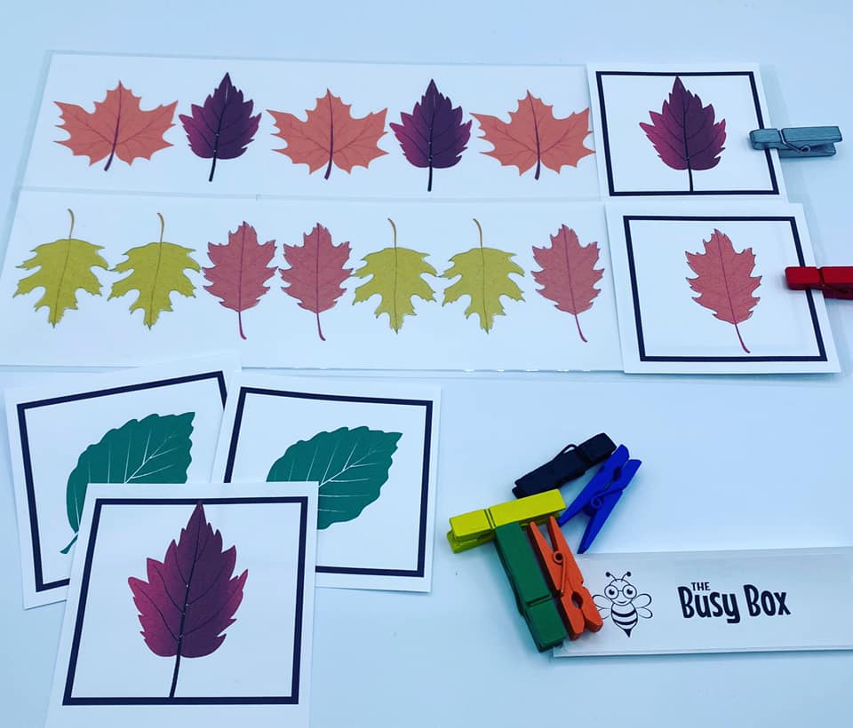 The Busy Box - The perfect fall activity. Leaf patterns!...