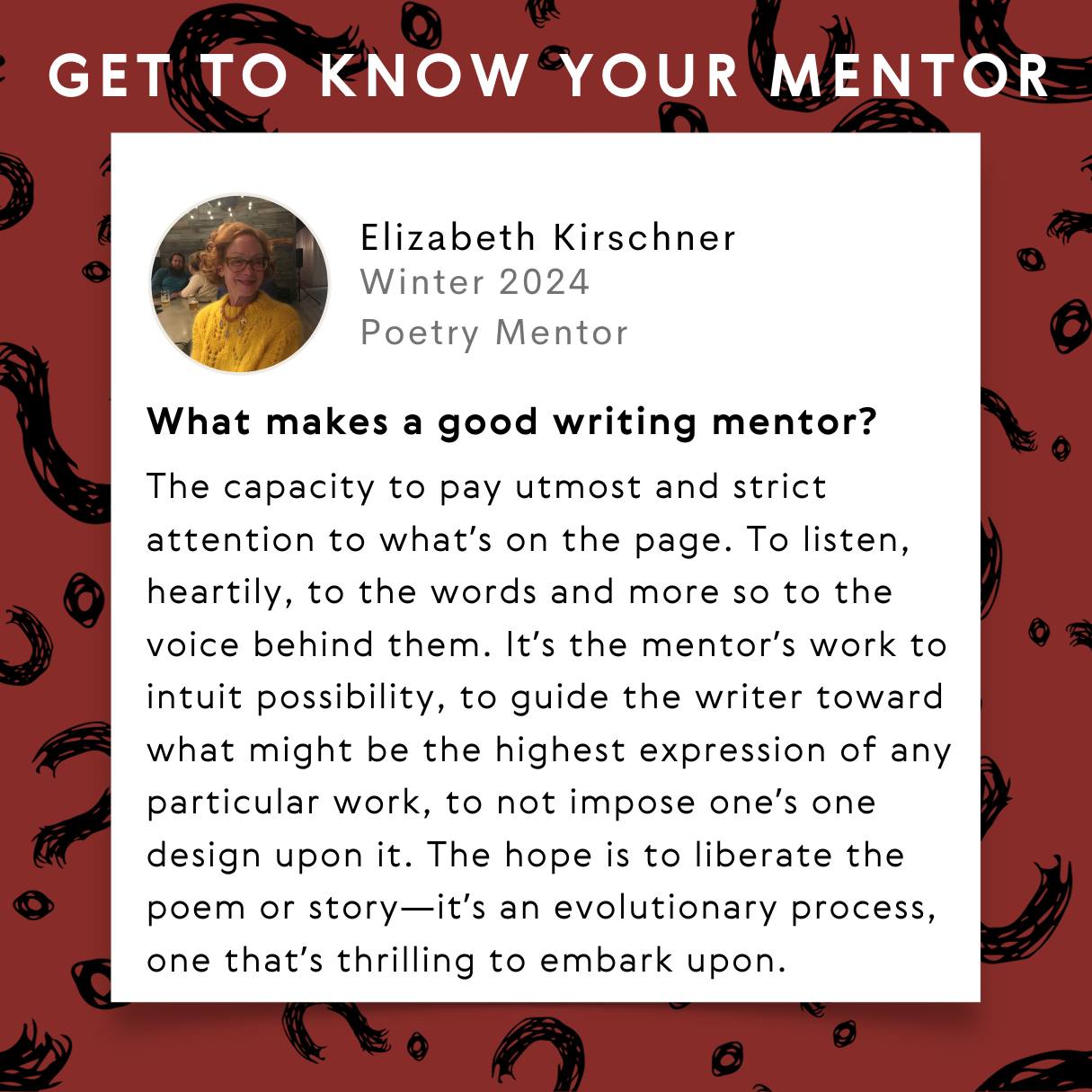 Pocket MFA - Poetry mentor Elizabeth Kirschner on what...