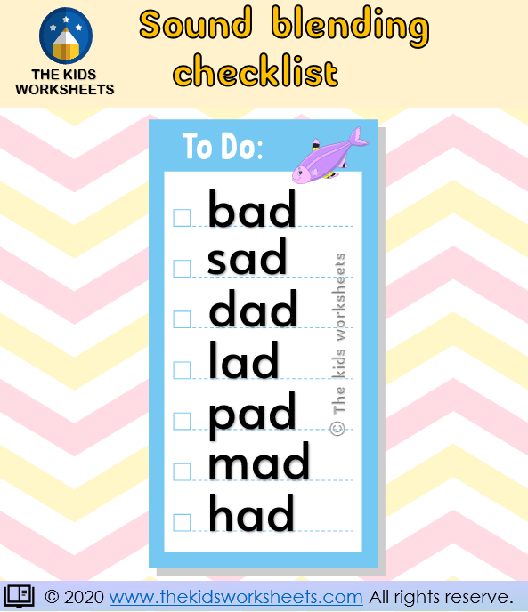 Sound blending in word families -ad.... - The kids worksheets