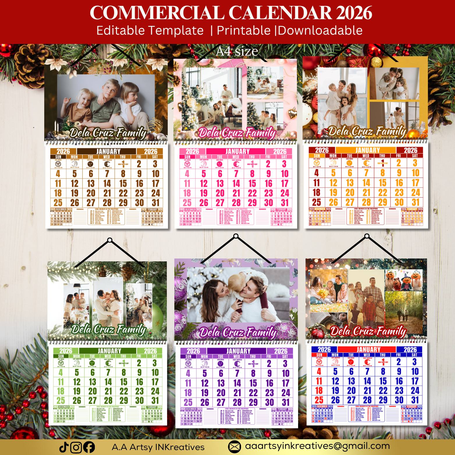 2026 Commercial Calendar & Personalize Wall Calendar Template | Facebook