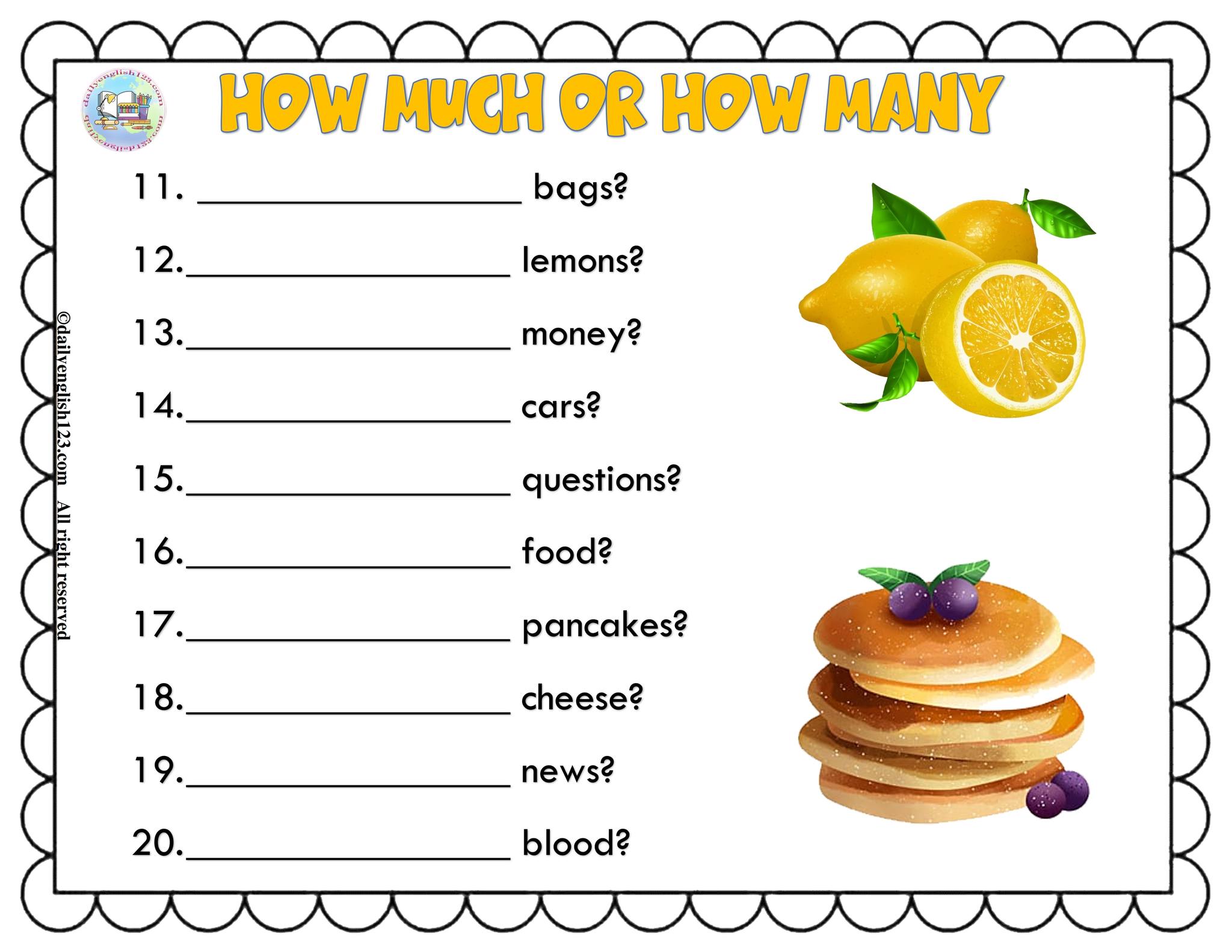 How much or how many (11... - English worksheets for free | Facebook