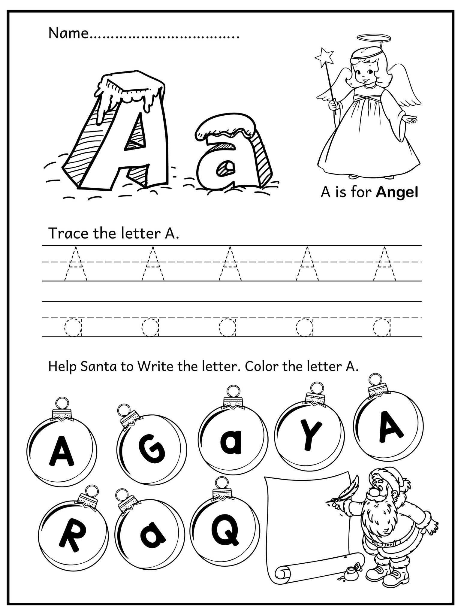 Christmas Alphabet... - Worksheets For Kindergarten PDF