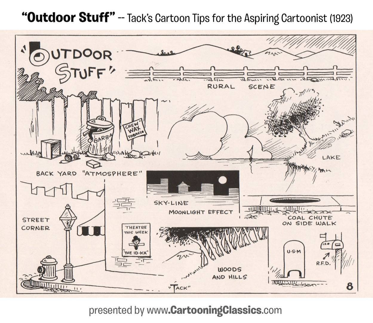 How to Draw Cartoons - "Outdoor Stuff" -- Lesson 8 from "Tack’s Cartoon ...