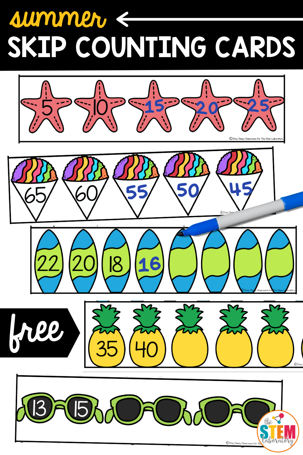 The STEM Laboratory - 🪷 FREE Summer Skip Counting Cards!! 🪷 Skip ...