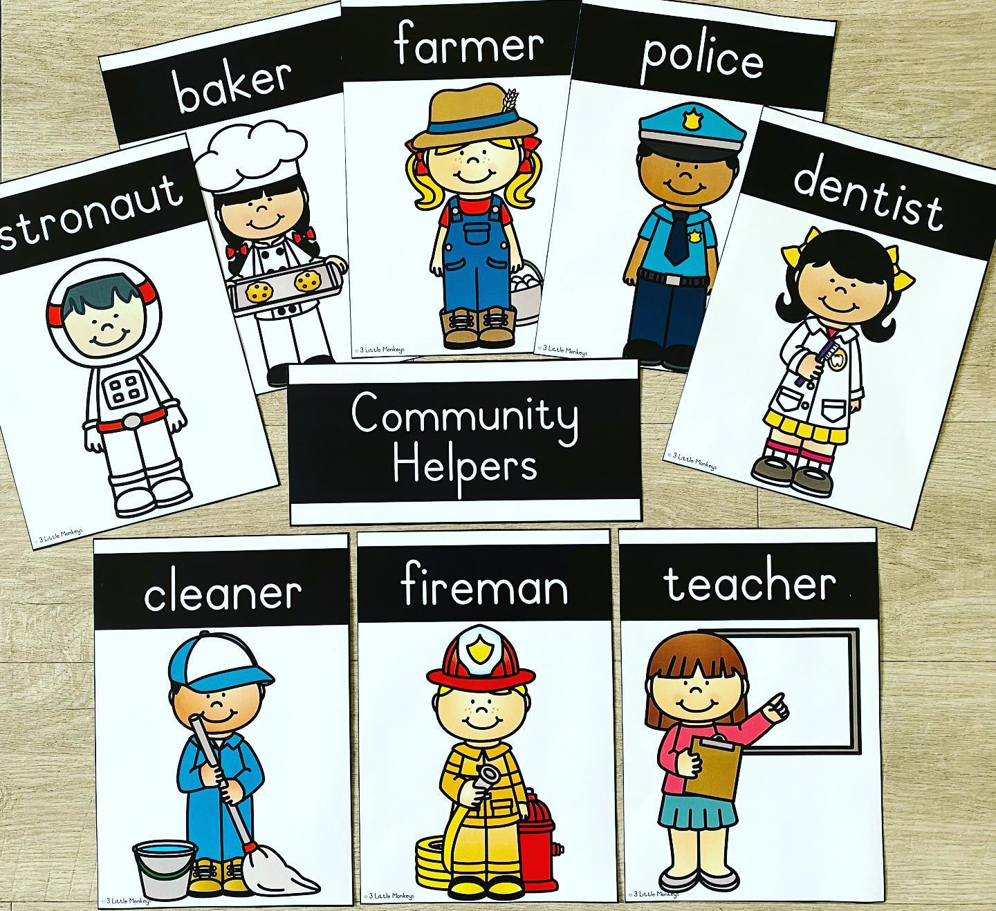 ️ Community Helpers ️ Use these... - 3 Little Monkeys