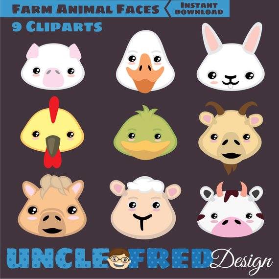 Unclefreddesign - Farm animal faces clipart for... | Facebook