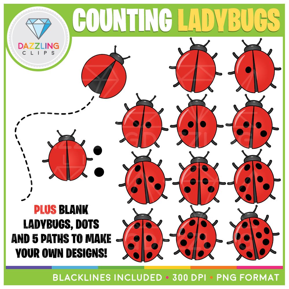 Dazzling Clips - This Counting Ladybug Dots Clipart set... | Facebook