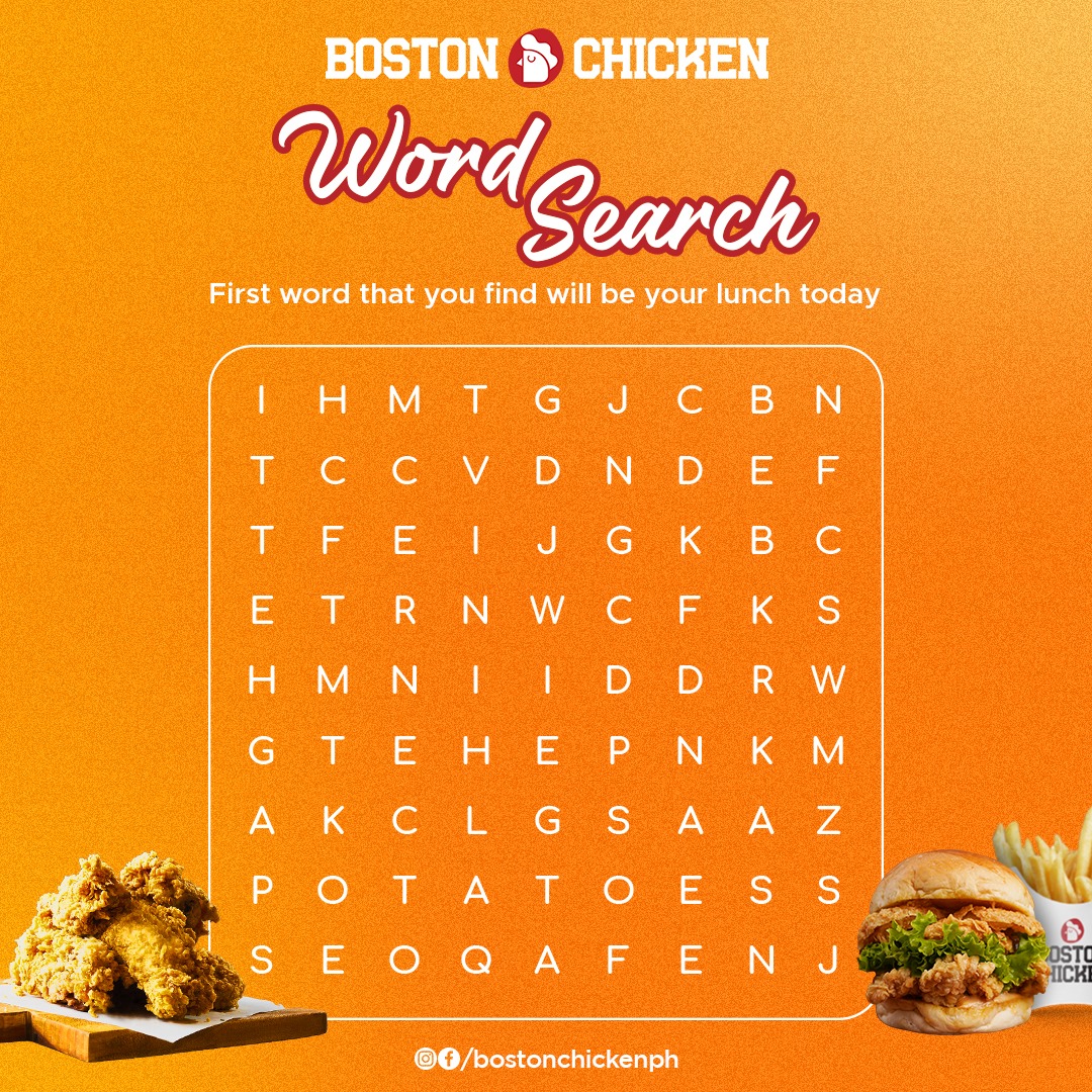 Boston Chicken - 🔍 WORD SEARCH Here's a fun way to choose... | Facebook