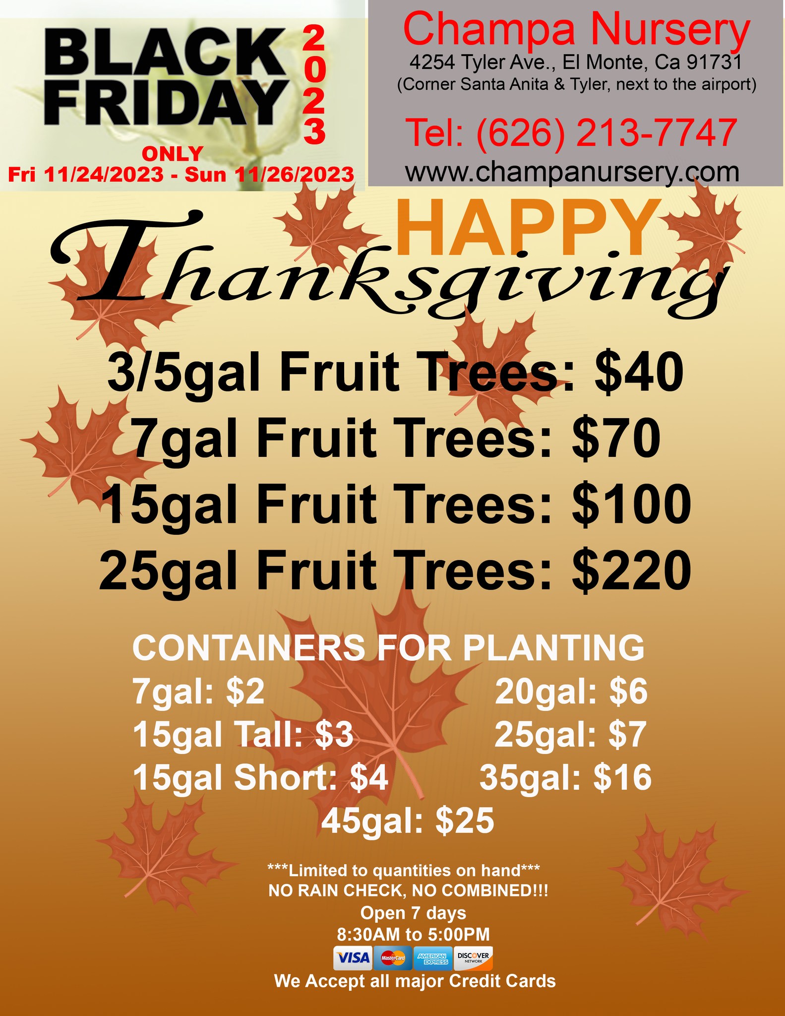Champa Nursery - Black Friday Sale! Happy Thanksgiving to all! | Facebook