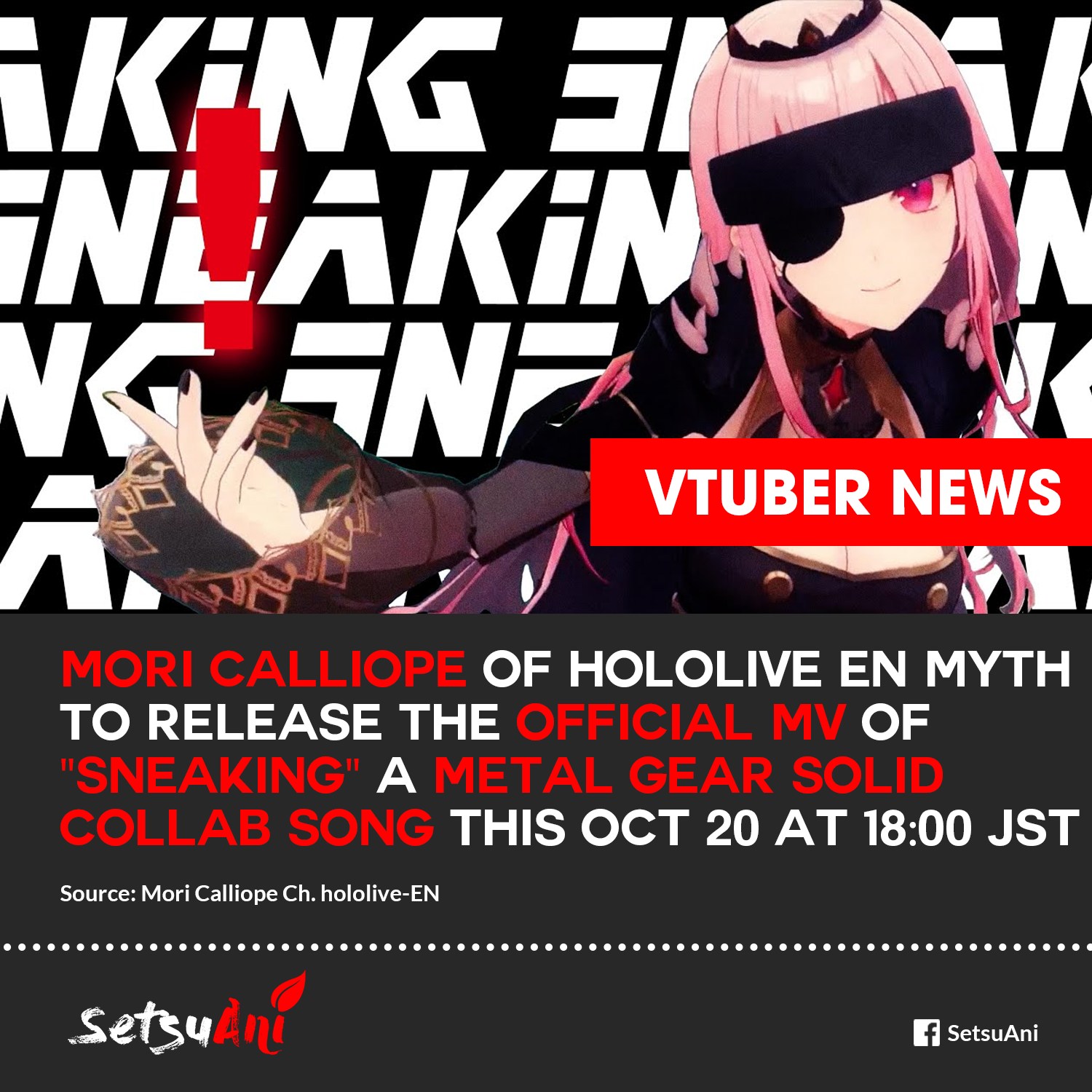 Setsu Ani Vtuber News Mori Calliope To Release The Official Mv Of