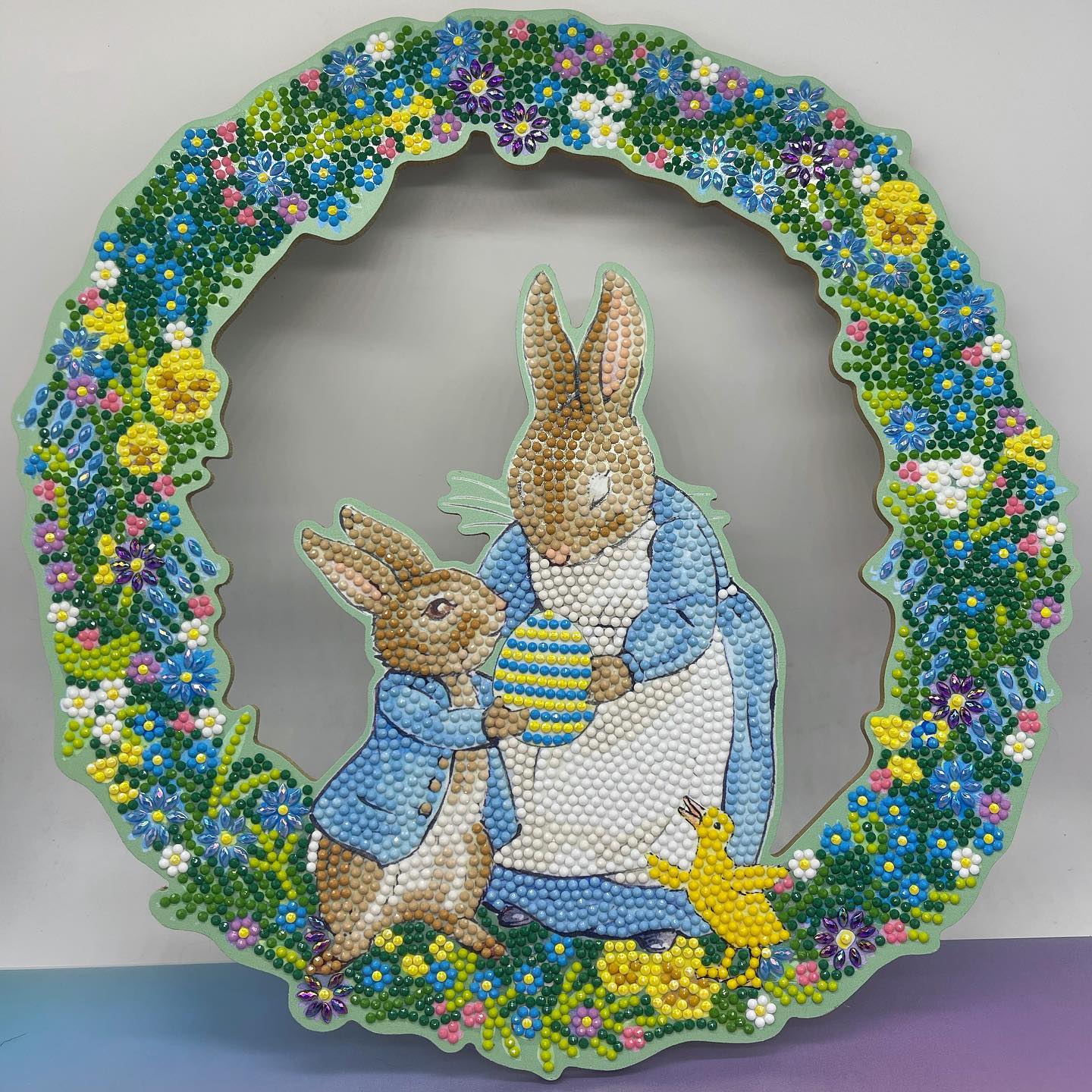 The finished Peter Rabbit wreath -... - Rebecca’s Crystal Art
