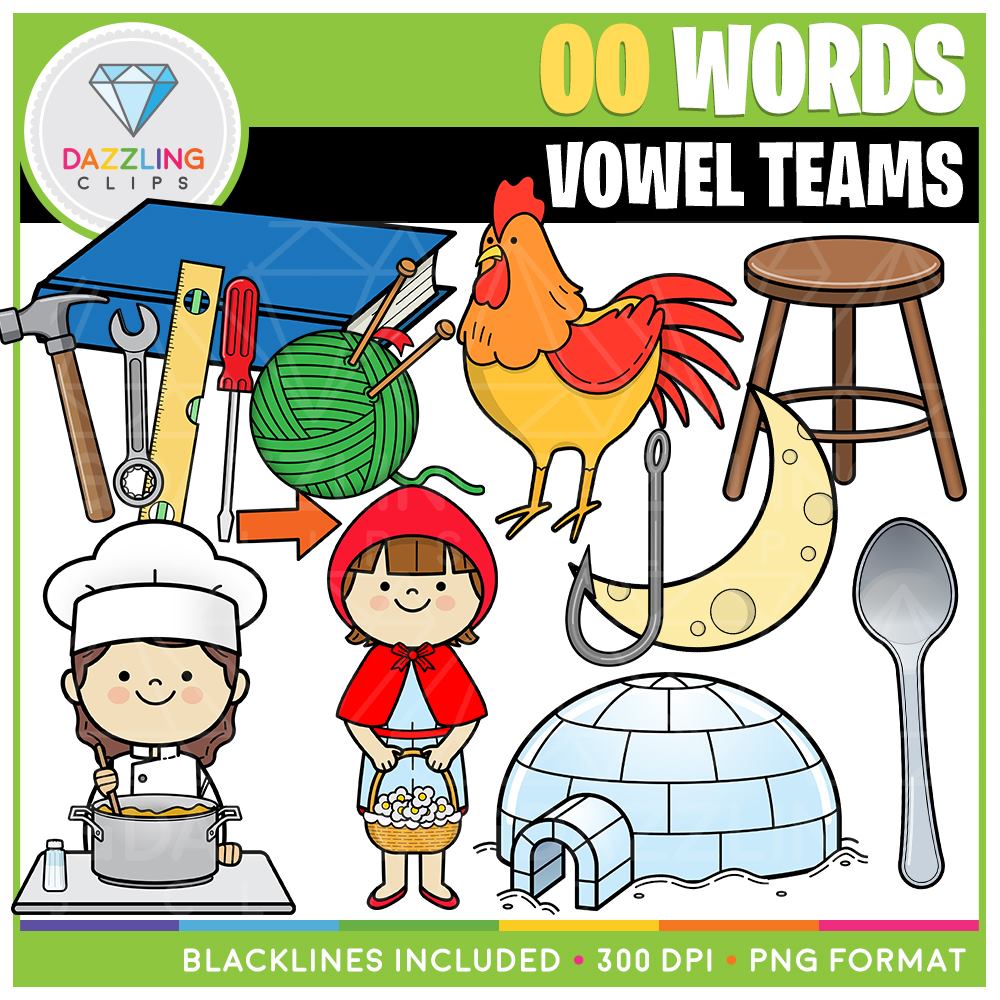 Dazzling Clips - This Vowel Team "oo" words clipart set...