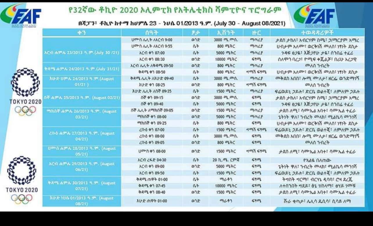 ሕዝቅኤል አበበች - Our Athlete competition date and time...