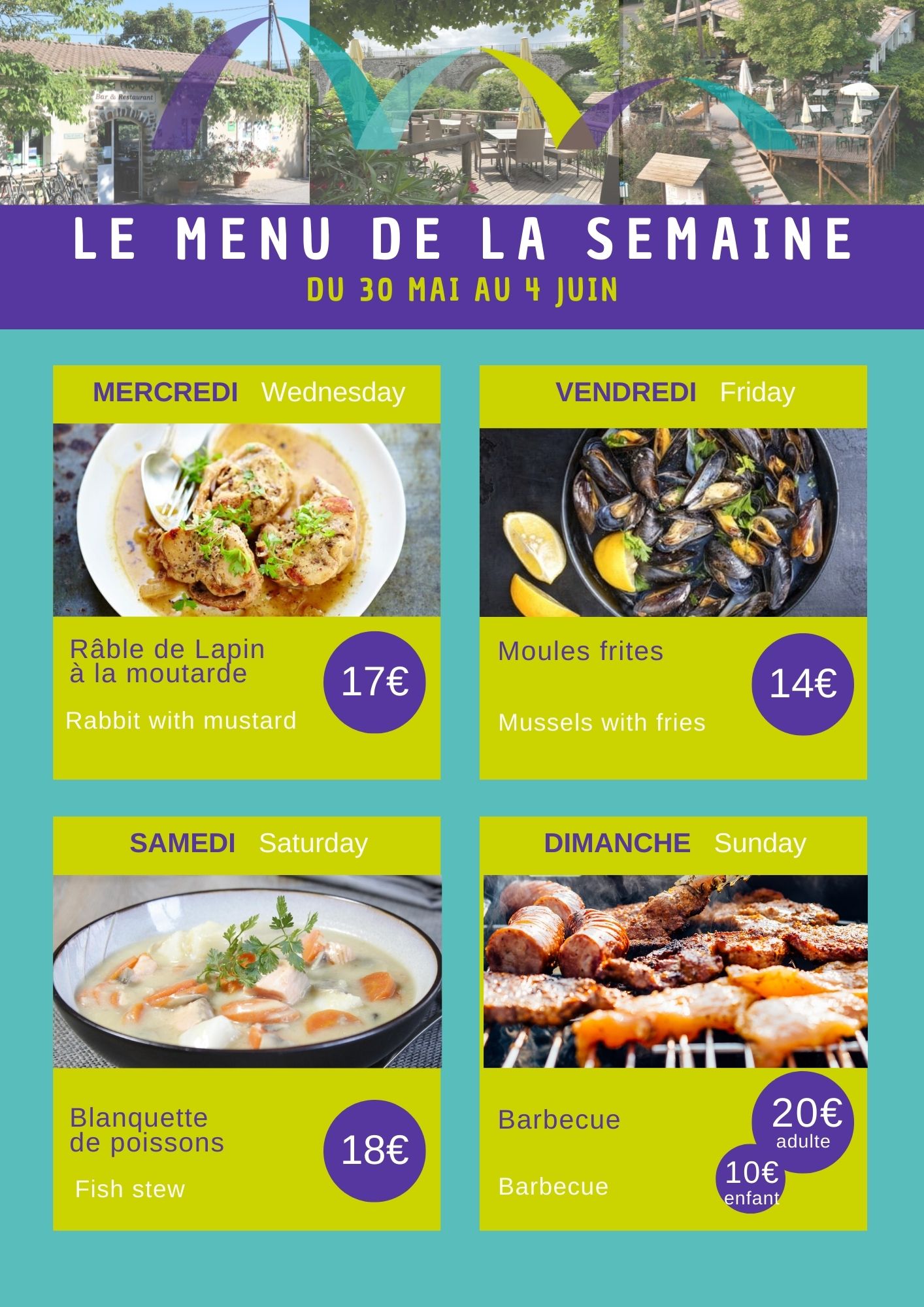 🥗 Voici le menu de la semaine 🍕 Bon... - Camping Les Arches
