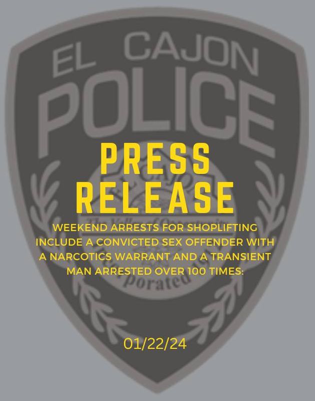 El Cajon Police Weekend Arrests For Shoplifting Include Facebook 3871