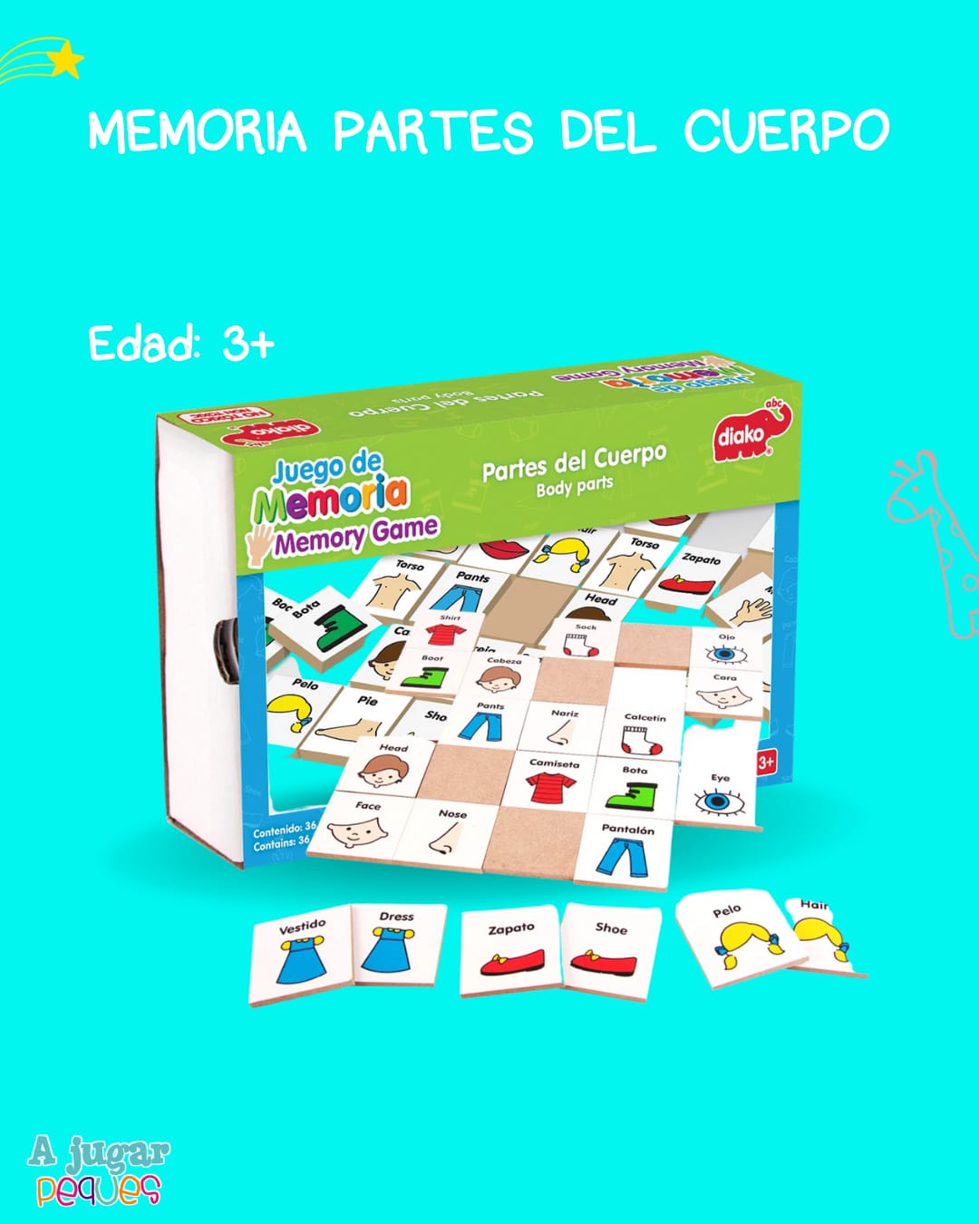 A Jugar Peques - 👦🏻👧🏻MEMORIA PARTES DEL CUERPO 👁️👣 🔹Juego...