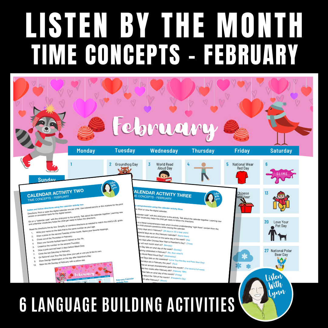 FEBRUARY LISTENING BY THE MONTH - 6 No-Prep activities and mini-lessons ...