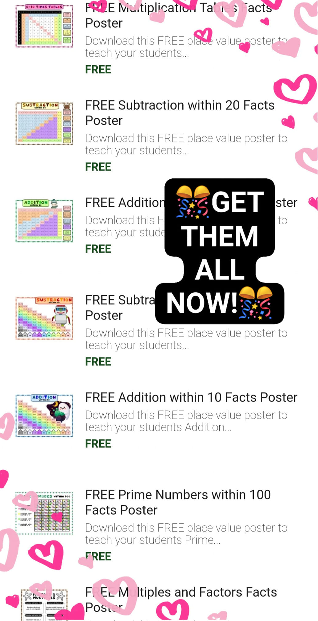 🌟F.R.E.E. MATH POSTERS🌟 Click... - Instill Skills and Drills