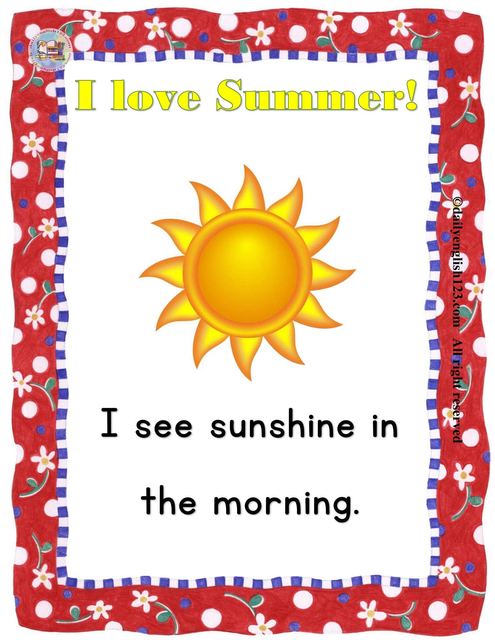 I love summer (10... - Free download English worksheets