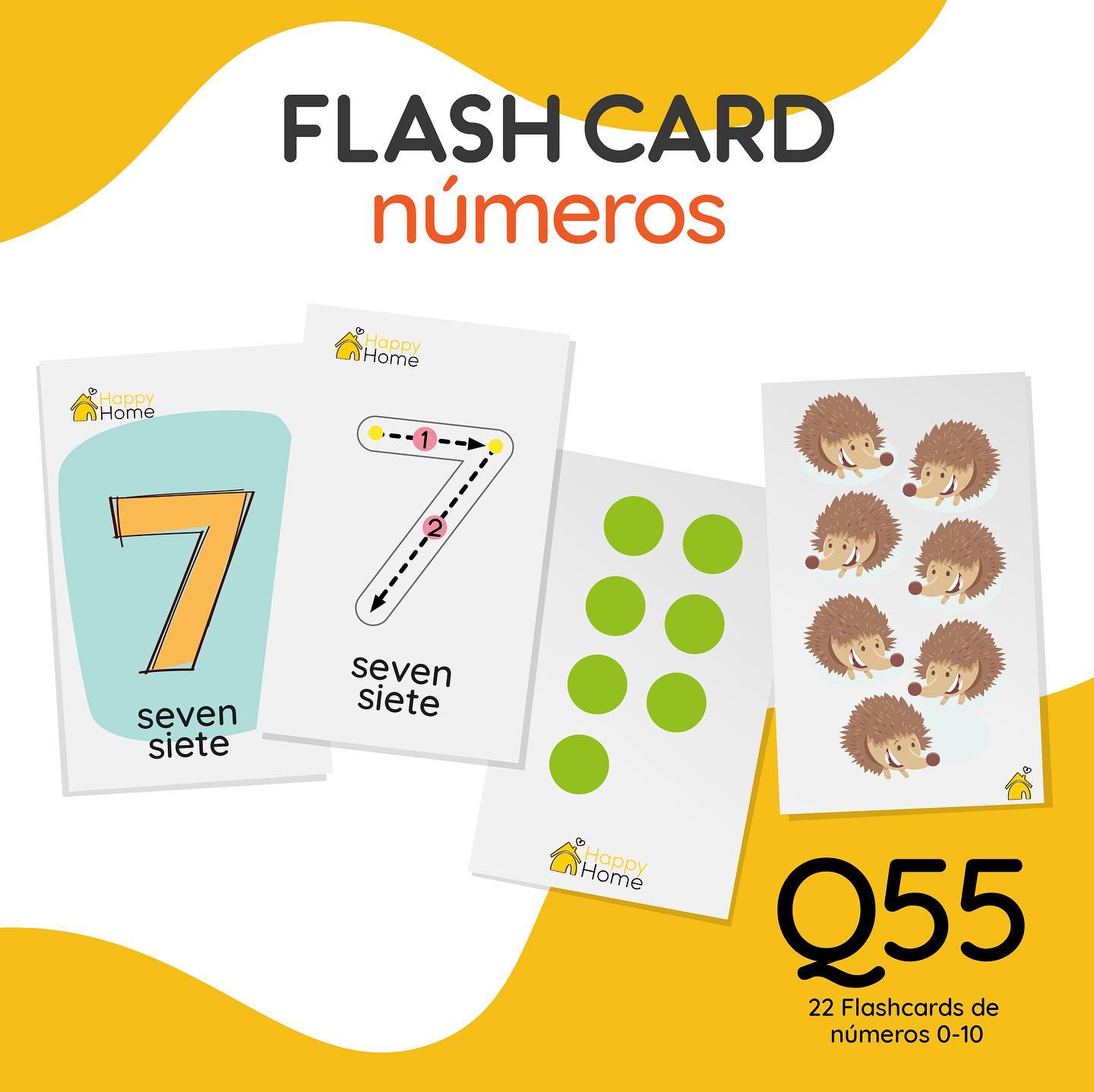 Happy Home - Kit de 22 Flashcards de números del 1-10, con...