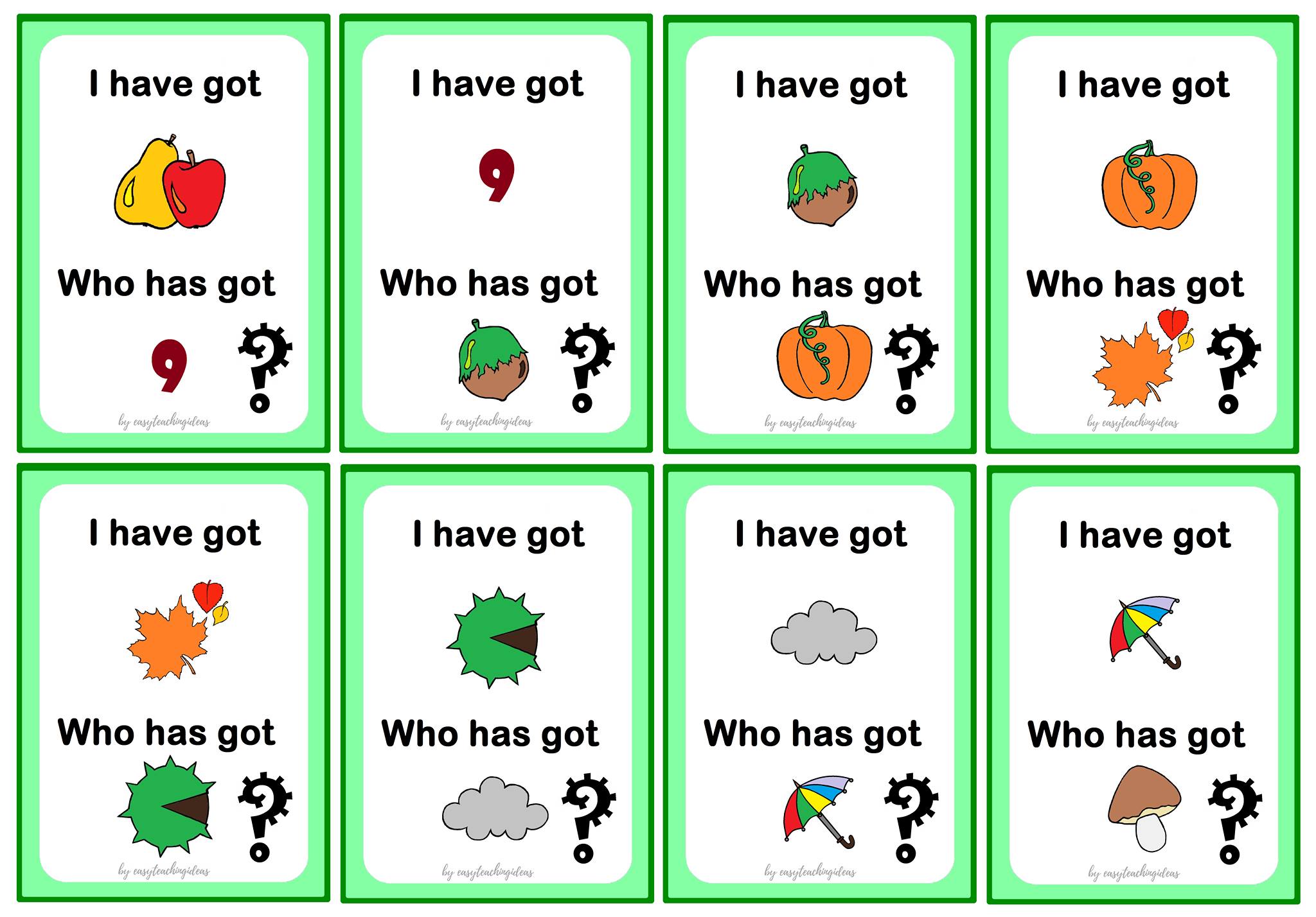 I have got ... Who has got ... ? w... - Easy Teaching Ideas