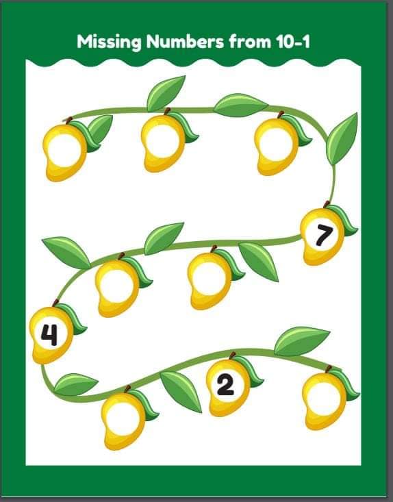 Missing numbers 10-1 and backward... - Printable Worksheets