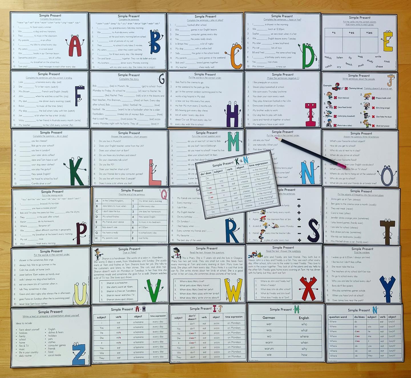 My Simple Present A-Z task cards... - Camilla's Classroom