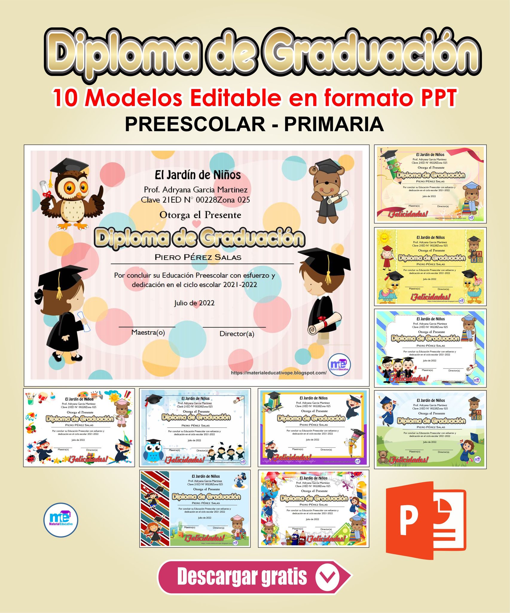 Material - Diplomas Graduación ⭕️FORMATOS 100% EDITABLE EN PPT⬇️⬇️⬇️⬇️ ...