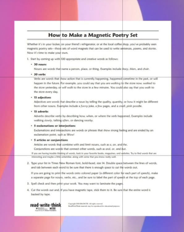 📖🧲🖋 Make a Magnetic Poetry Set! 🖊🧲📖~~~⚓ - AnchorEd Tutoring