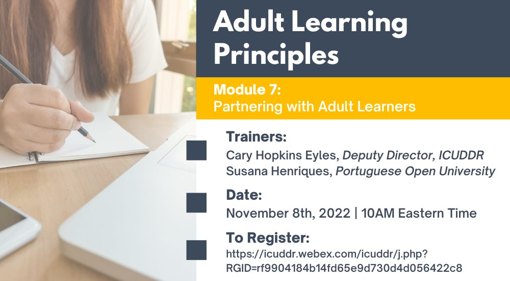 ICUDDR - 📣 TOMORROW: Adult Learning Principles Module 7...