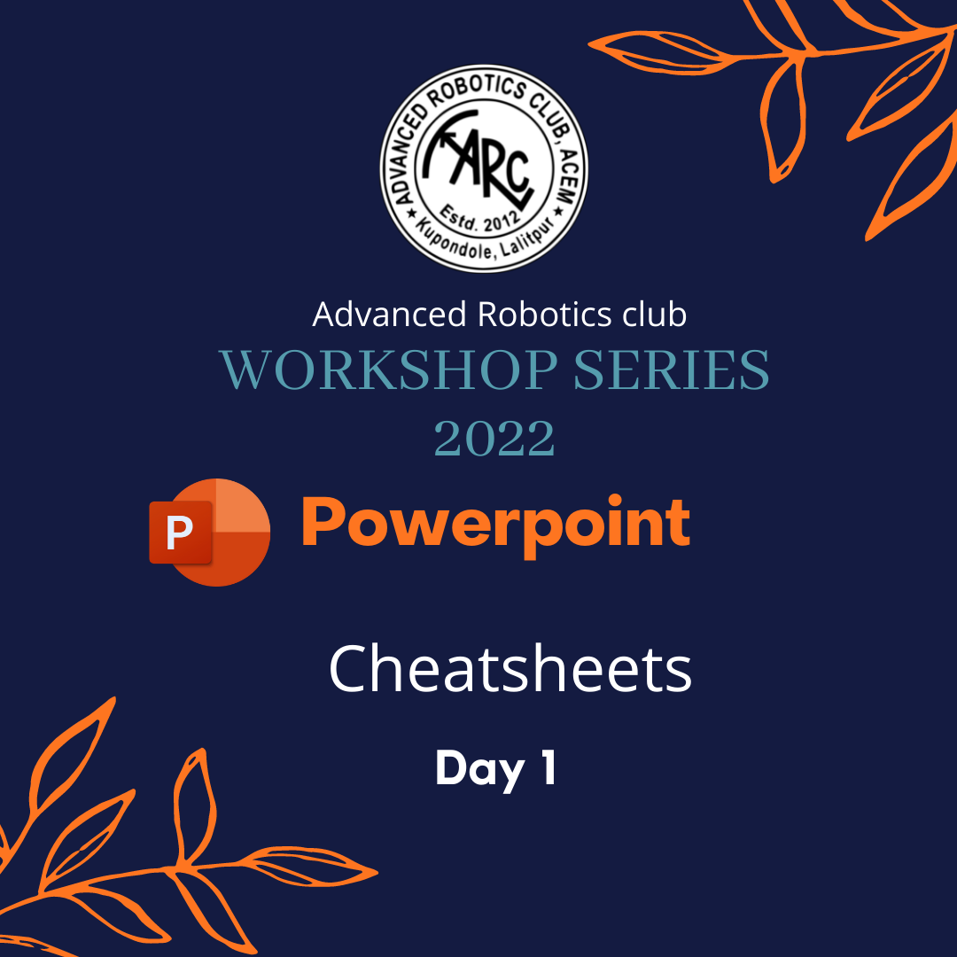 Cheatsheets for Day 1 of... - Advanced Robotics Club - ARC