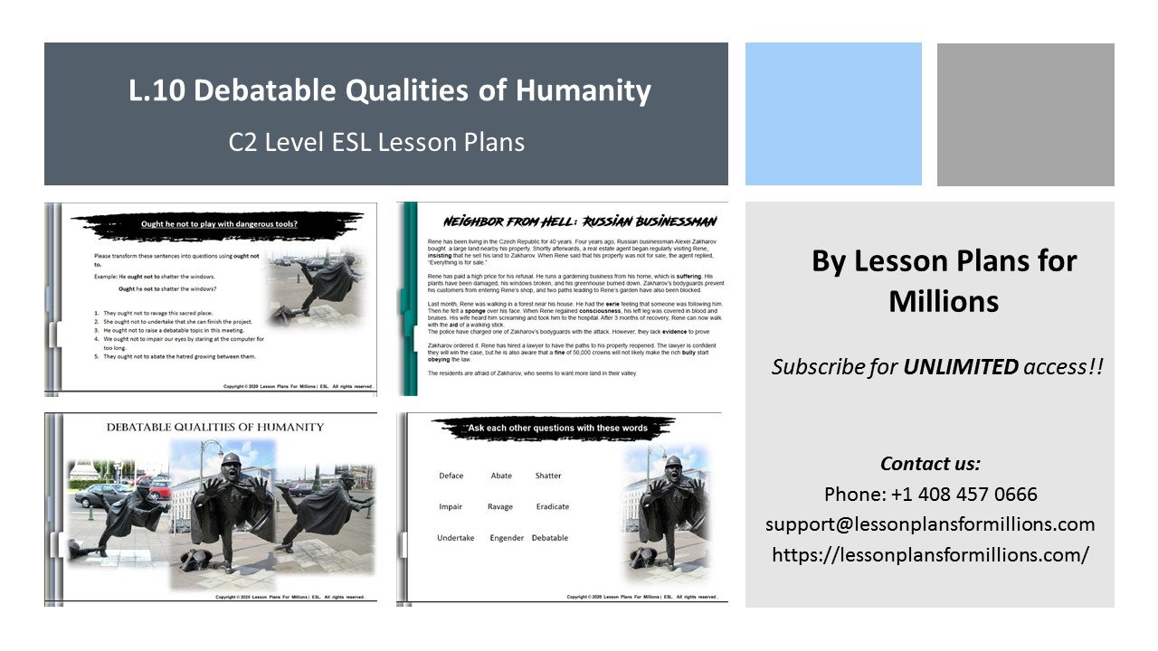 C2 ESL Lesson Plans with... - Lesson Plans for Millions