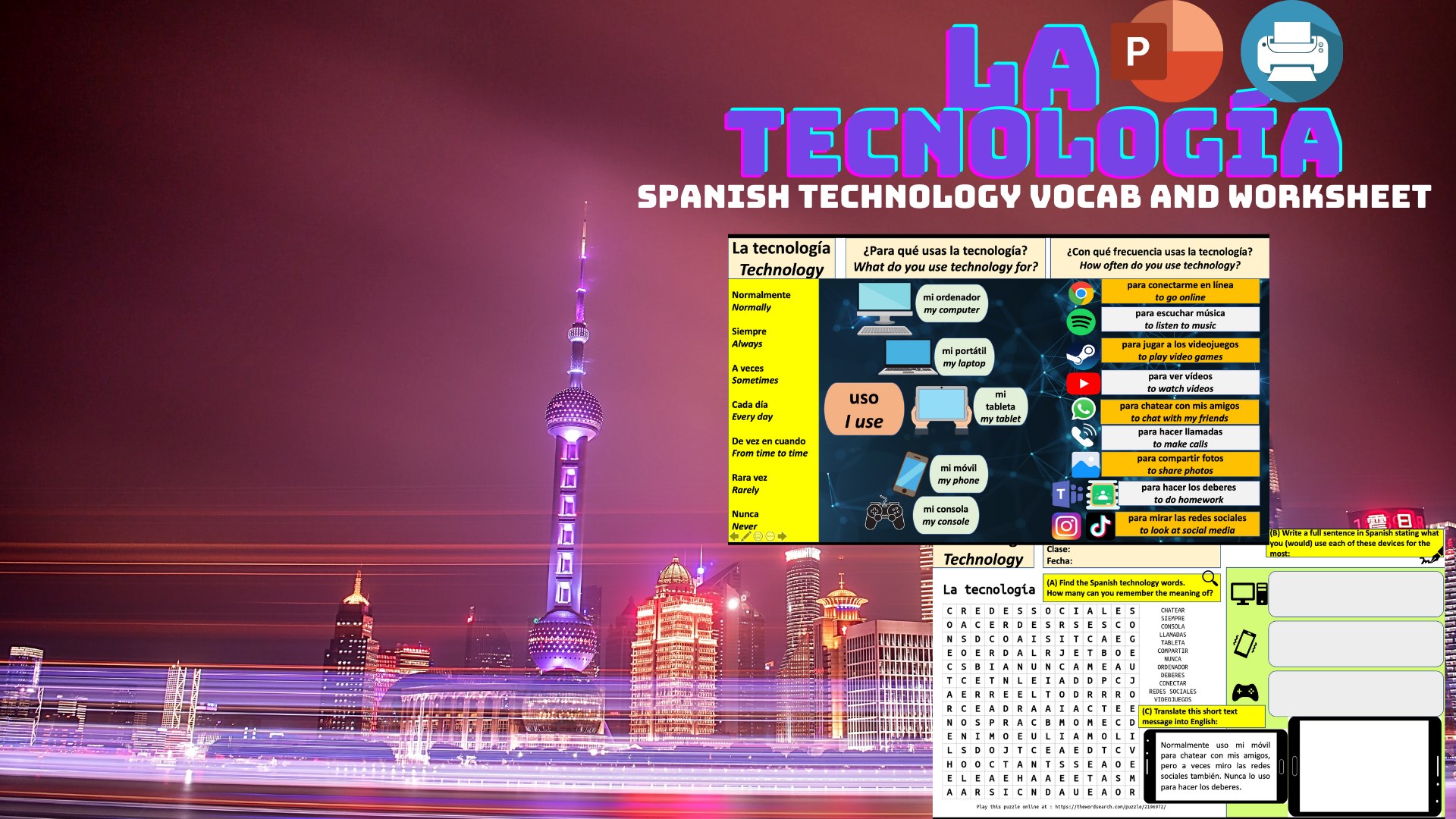 La tecnología: Saying what you... - Super Spanish Resources | Facebook