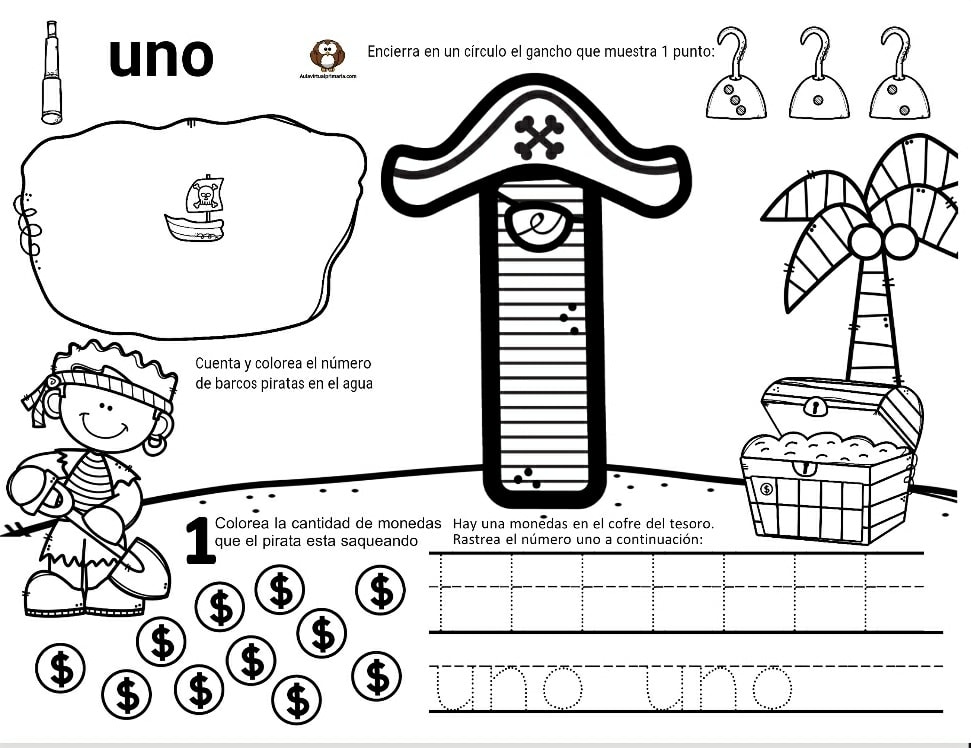 🌴Cuenta, Traza y Colorea 🌴... - Aula Virtual Primaria Oficial