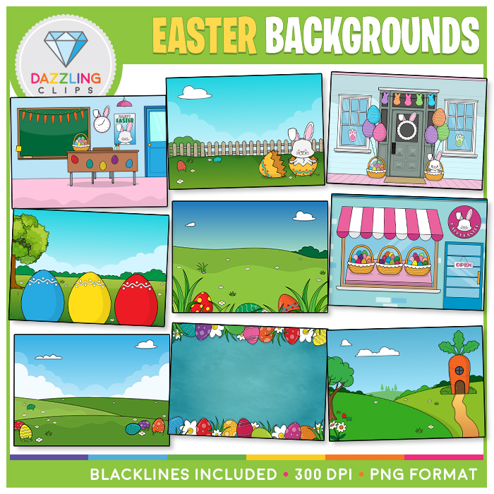 Dazzling Clips - This set of Easter Backgrounds Clip Art...