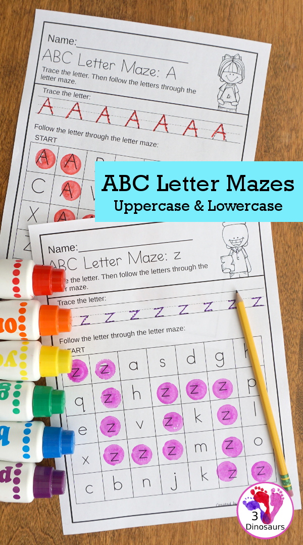 3 Dinosaurs - A super fun maze with letters.... | Facebook