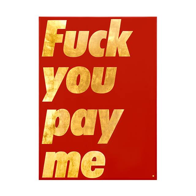 김홍식 개인전 2017 Fuck You Pay Me Series Gold And Red 스테인레스 판