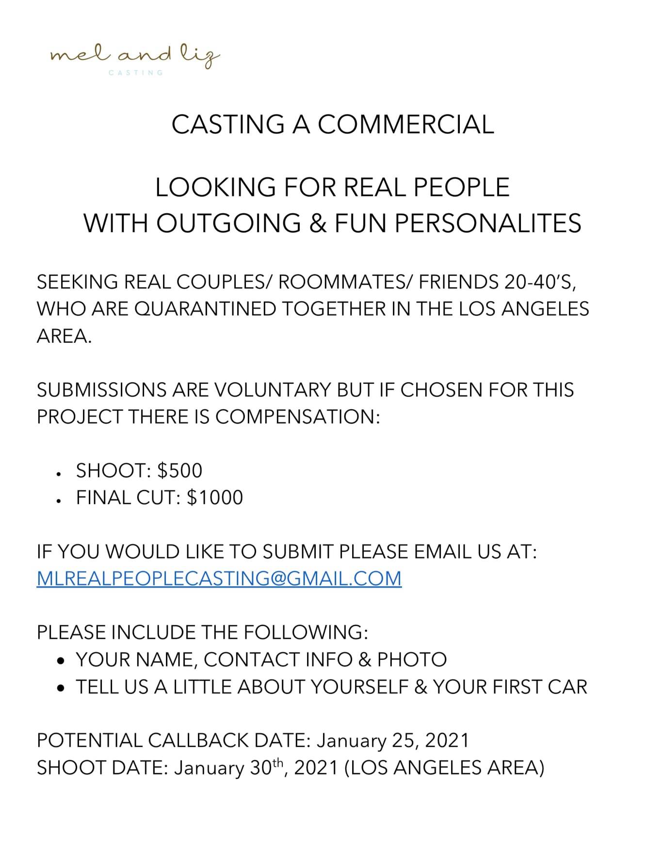 Mel And Liz Casting Los Angeles Ca