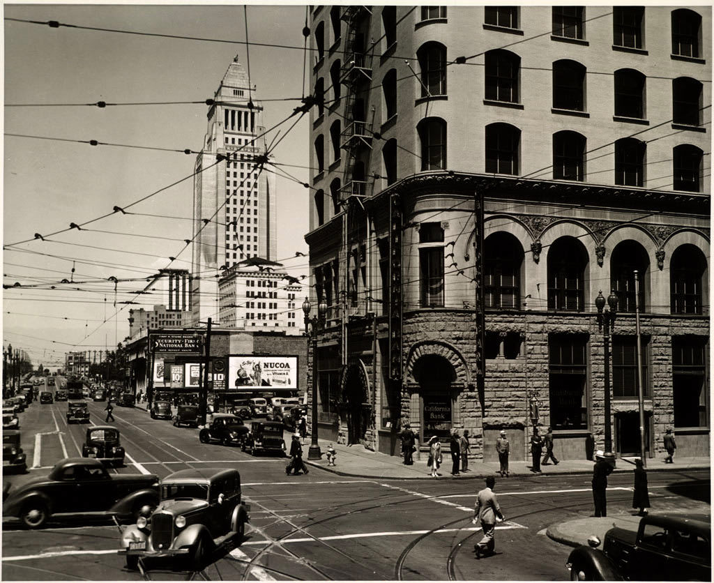 Historical Los Angeles Usa Looking North On Spring Street At 2nd Los