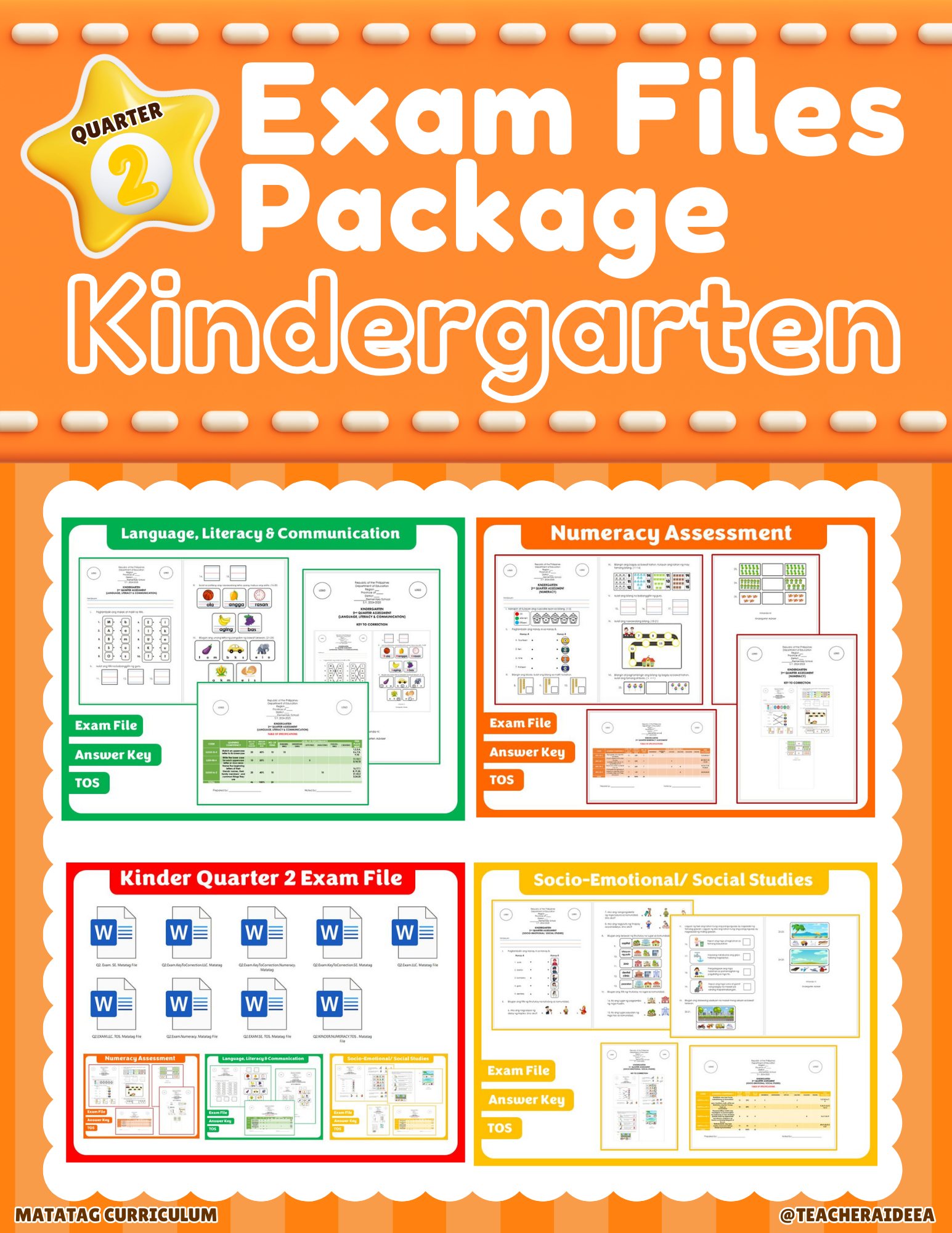 Teacher - Hello Kinder Teachers 🤗☺️ ⭐⭐Quarter 2 ASSESSMENT/ EXAM FILE⭐⭐ ...