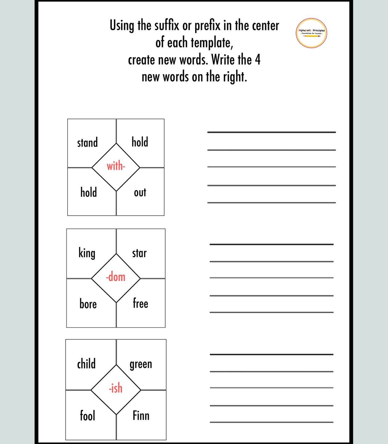 Prefix “with-“ and Suffixes... - Alphabetic Principles | Facebook