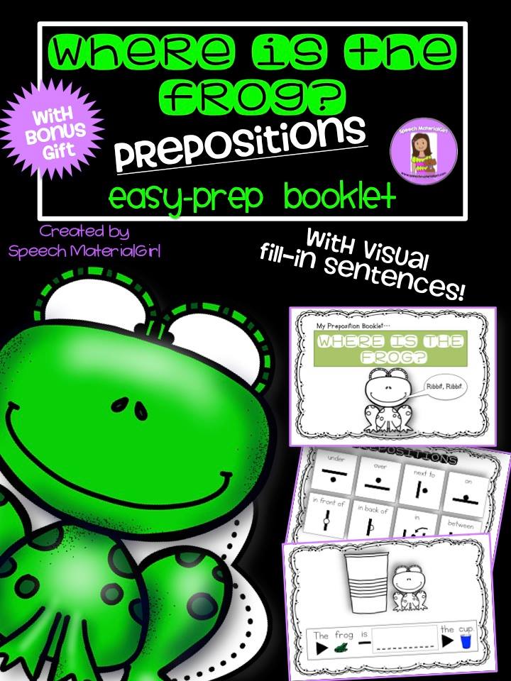 Preposition Booklet with fill-in... - Speech MaterialGirl