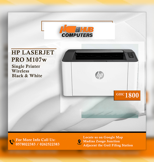 Hub Computers Hp Laserjet 107w Printer ☎0578022383 Facebook 3239