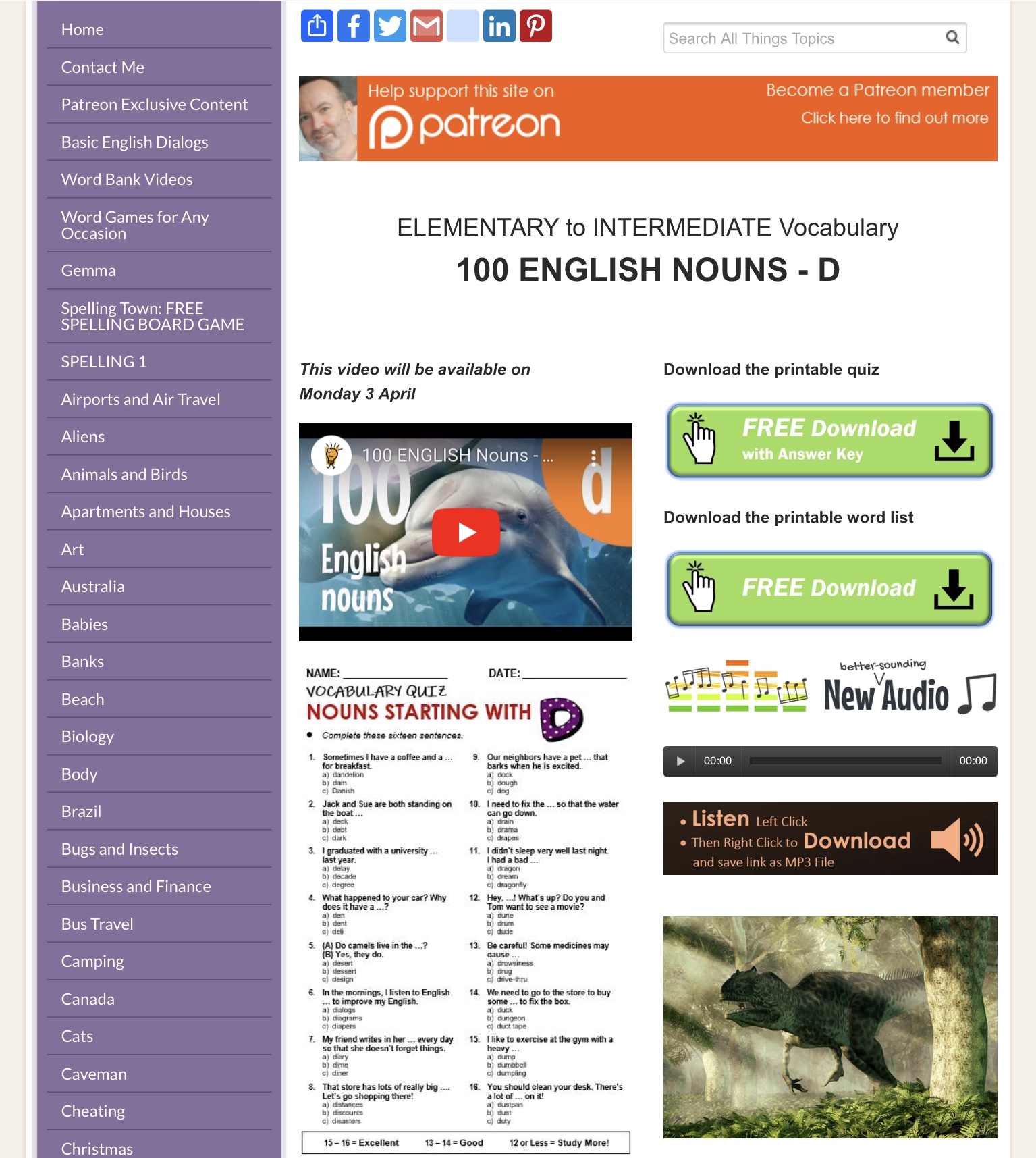 '100 NOUNS - WORDS THAT START WITH THE... - Free ESL Handouts | Facebook